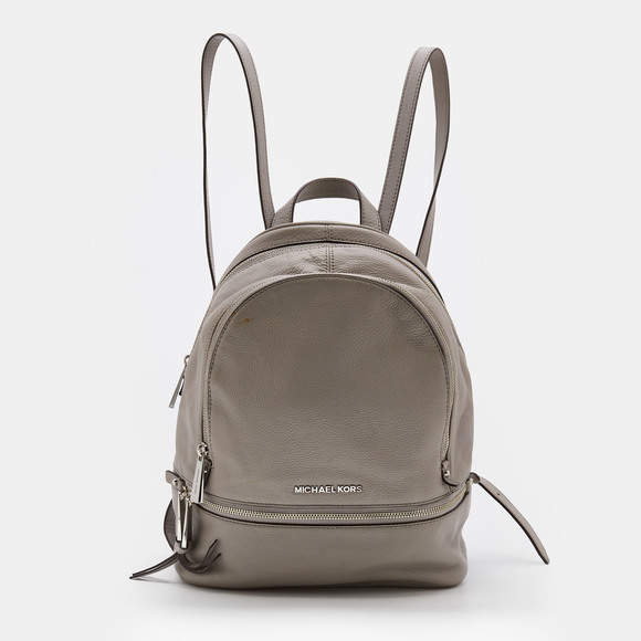 Michael Kors | Bags | Michael Kors Grey Leather Rhea Medium Backpack ...